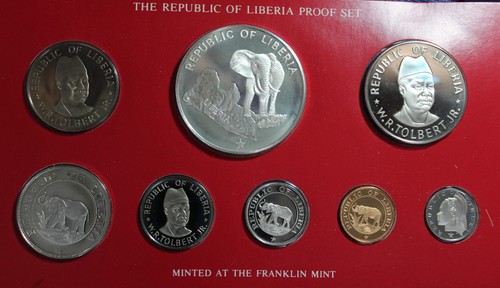 1978 SILVER LIBERIA COINAGE 8 COIN PROOF SET ORIGINAL PACKAGING & COA ...