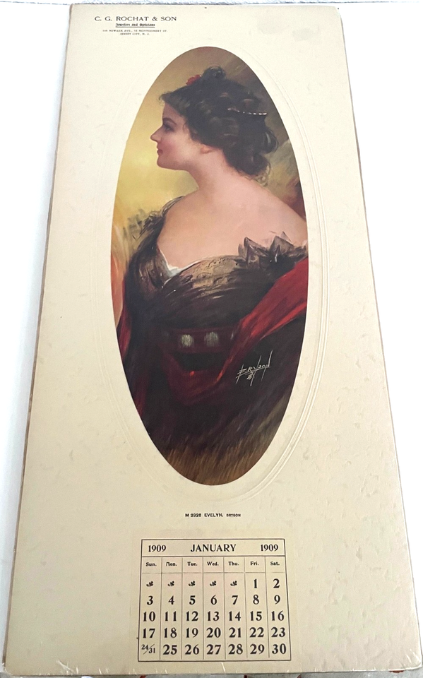 Impressive Elegant Victorian Art Deco Lady - 1909 Calendar | eBay