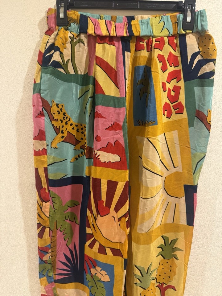 Farm Rio Tropical Collage Pants Size Small | eBay