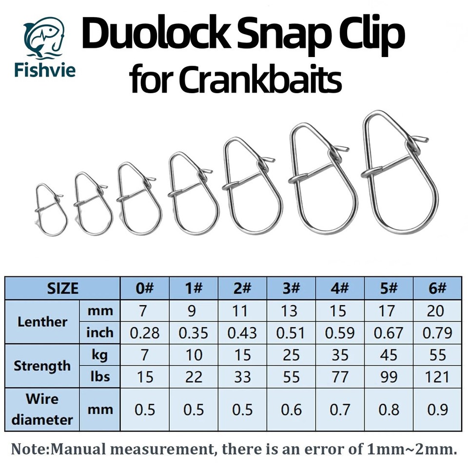 25-100p Crankbait Snaps 15-55lb Fishing Snaps Stainless Duo Lock Lure ...