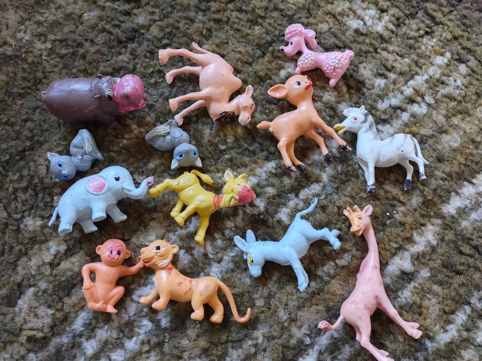 Vintage Lot Of 13 Goofy Plastic Zoo Animals Zebra Hippo Deer Hong Kong ...