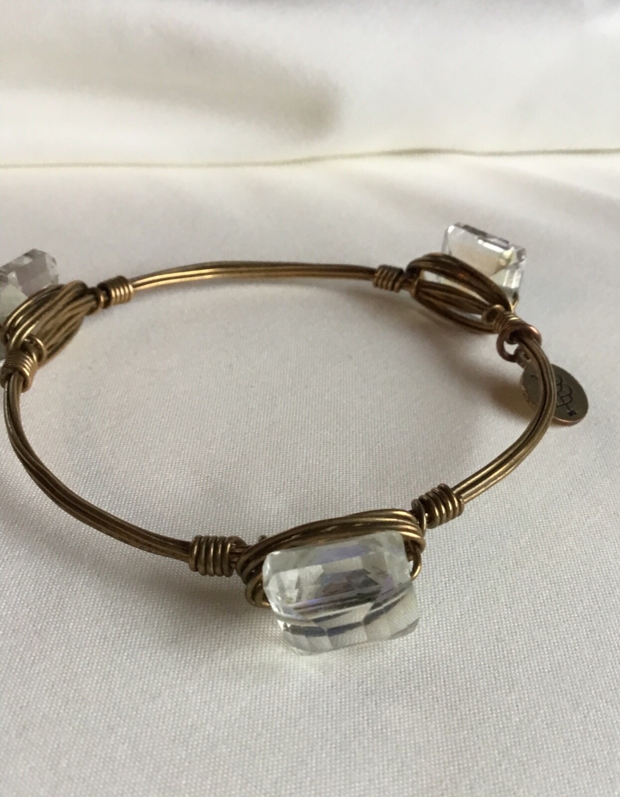 BB Dakota Bracelet Bangle Sparkling Faceted Clear Rhinestones Gold Tone Wire | eBay