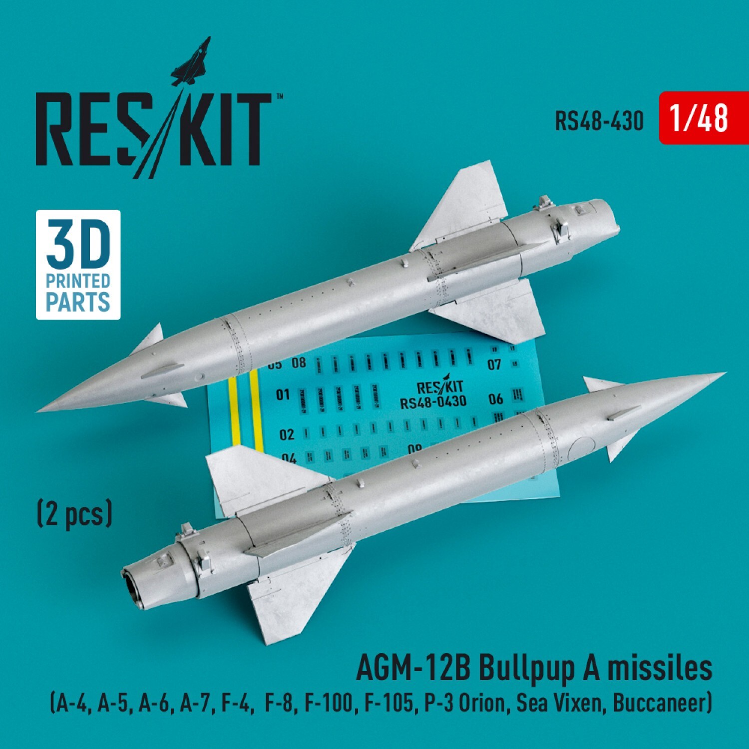 1/48 ResKit RS48-0430 AGM-12B Bullpup A missiles (2 pcs) (A-4, A-5, A-6 ...