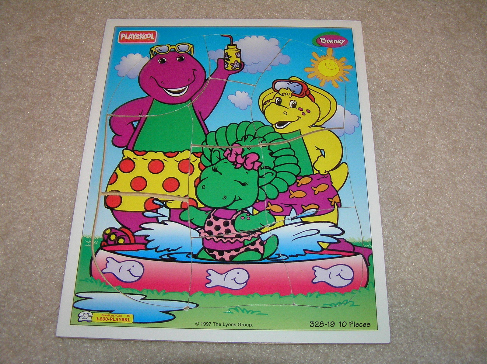 Playskool Barney Baby Bop BJ Summer Pool Fun Wooden Tray Puzzle | eBay