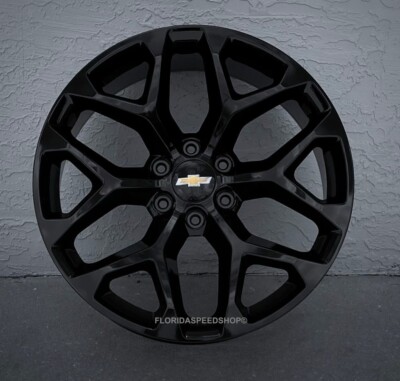 GLOSS BLACK SNOWFLAKE WHEELS FITS CHEVY SILVERADO/TAHOE/SUBURBAN 1500 ...