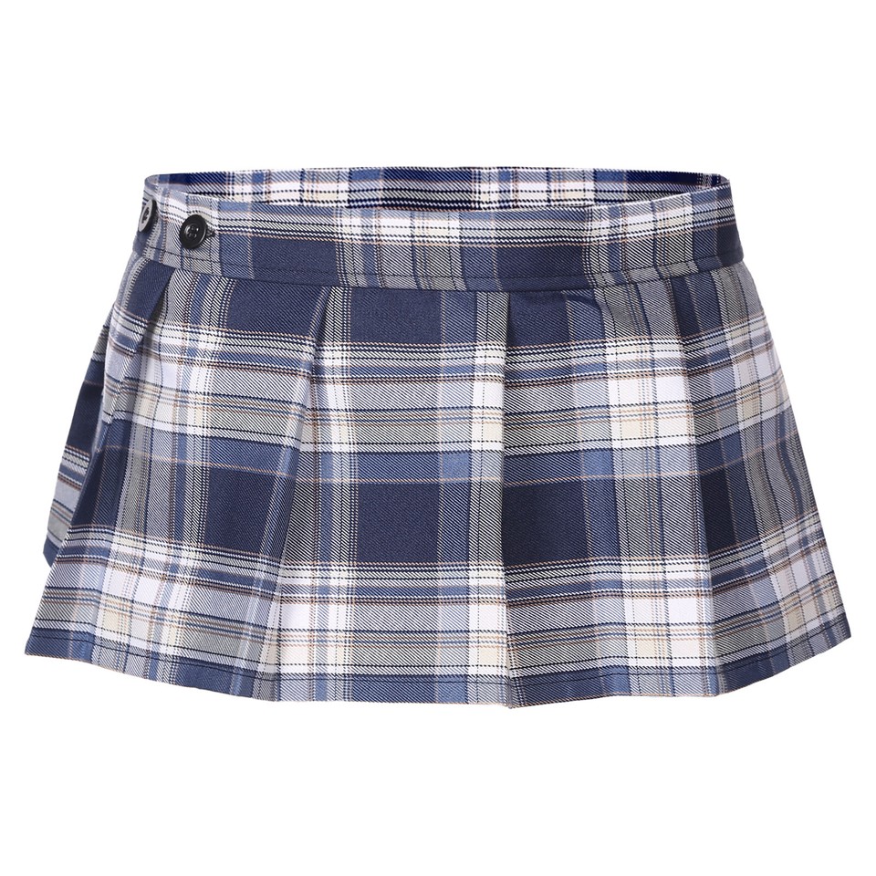 Women Ladies Schoolgirl Mini Plaid Skirt Short Micro Dress Role Play ...