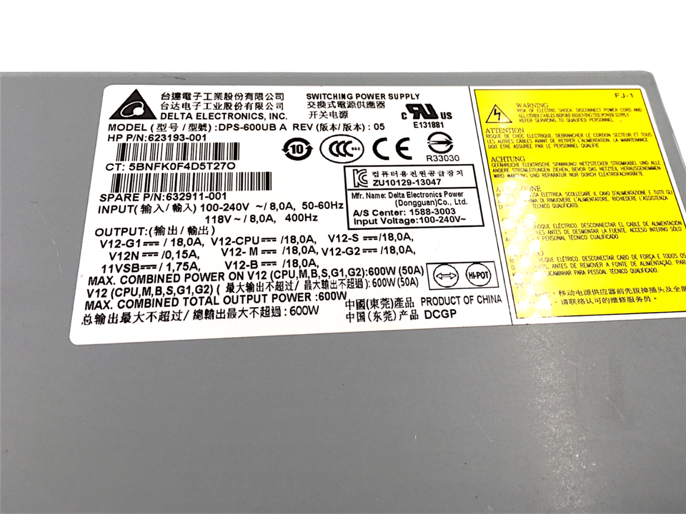 HP Z420 Workstation DPS-600UB A 600W Power Supply 632911-001 623193-001 ...