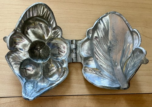 Magnolia Flower Krauss Pewter Metal 3D Ice Cream Mold Marked 348 Hinged ...