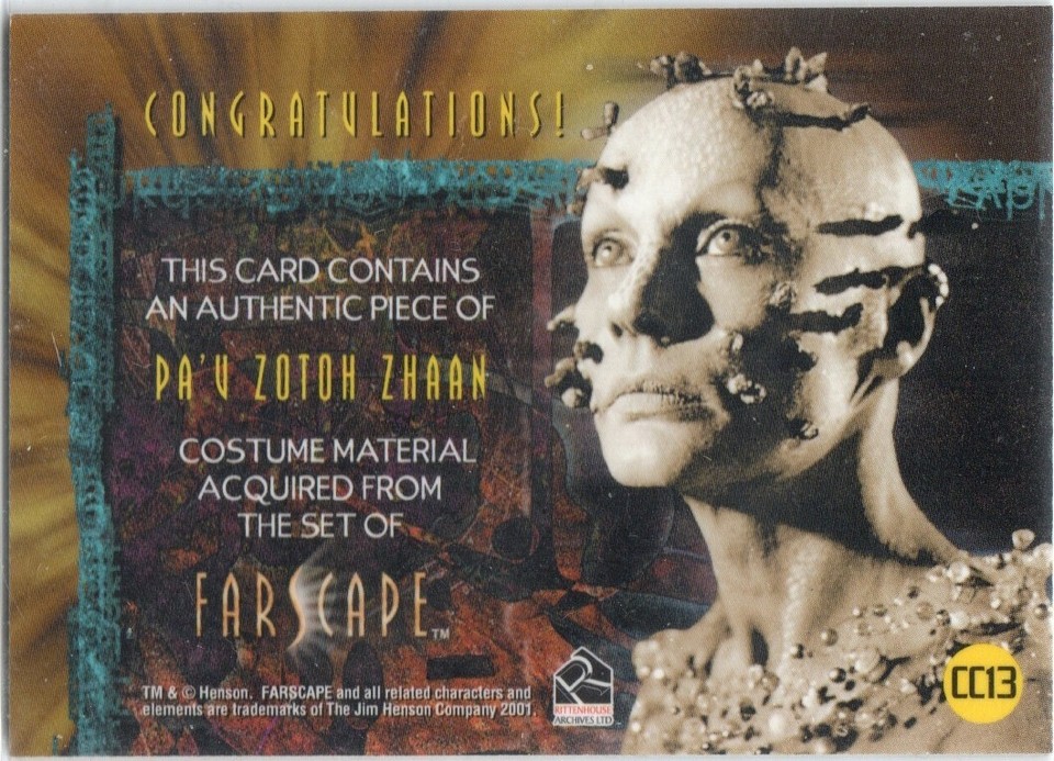 FARSCAPE Season Two, CC13 Pa'u Zotoh Zhaan Costume trading card ...