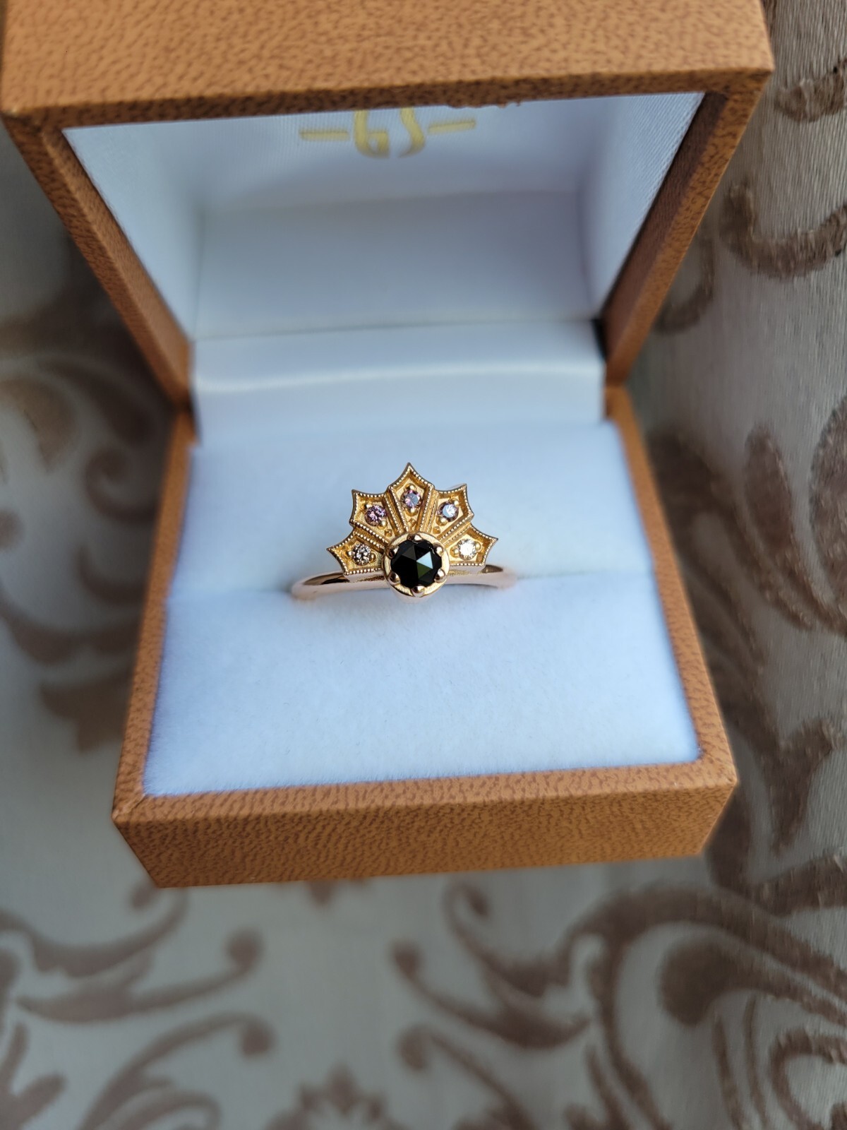 Swank Metalsmithing 14K Rose Gold Black Diamond Purple Diamonds Deco ...