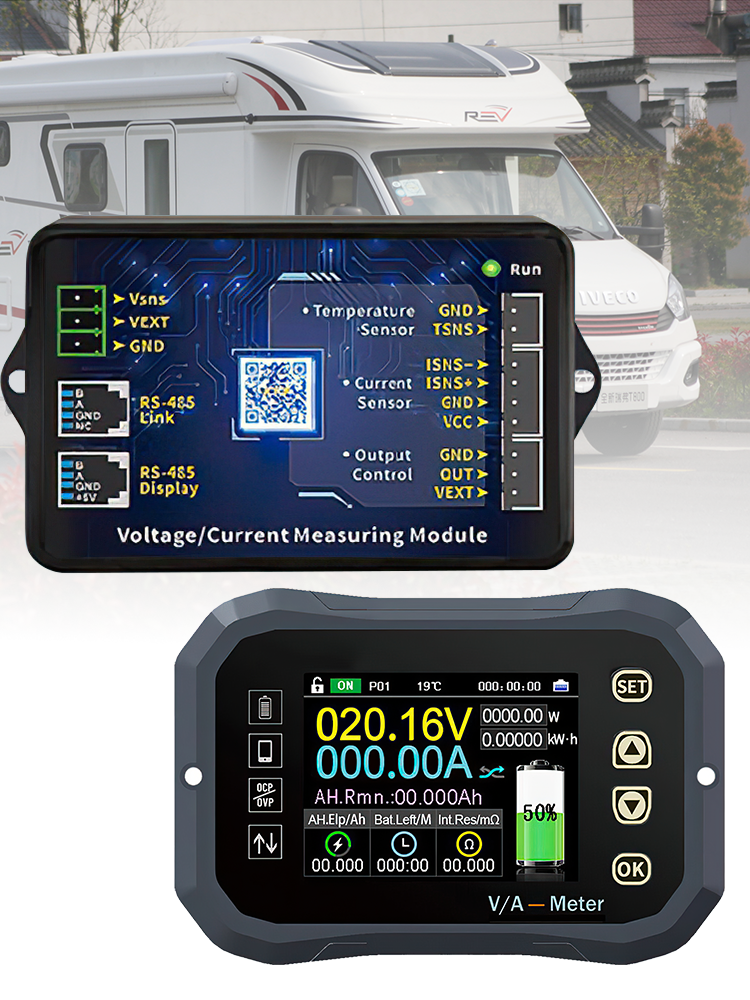 400A RV Battery Monitor Shunt Bluetooth Smart Battery Monitor 2.4" LED ...