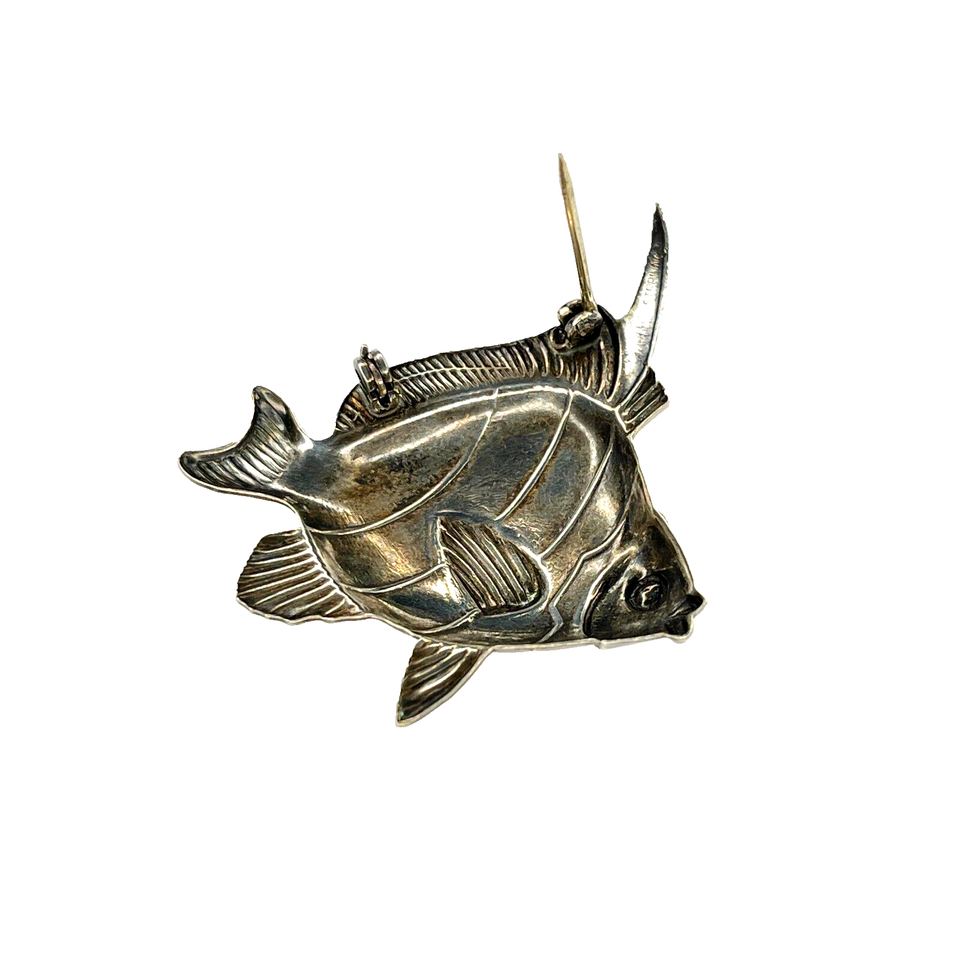Sterling Silver Angel Fish Brooch Pin Mid Century Vintage | eBay