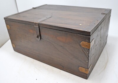 Antique Wooden Storage Chest Box Original Old Hand Crafted Brass Fitted ...