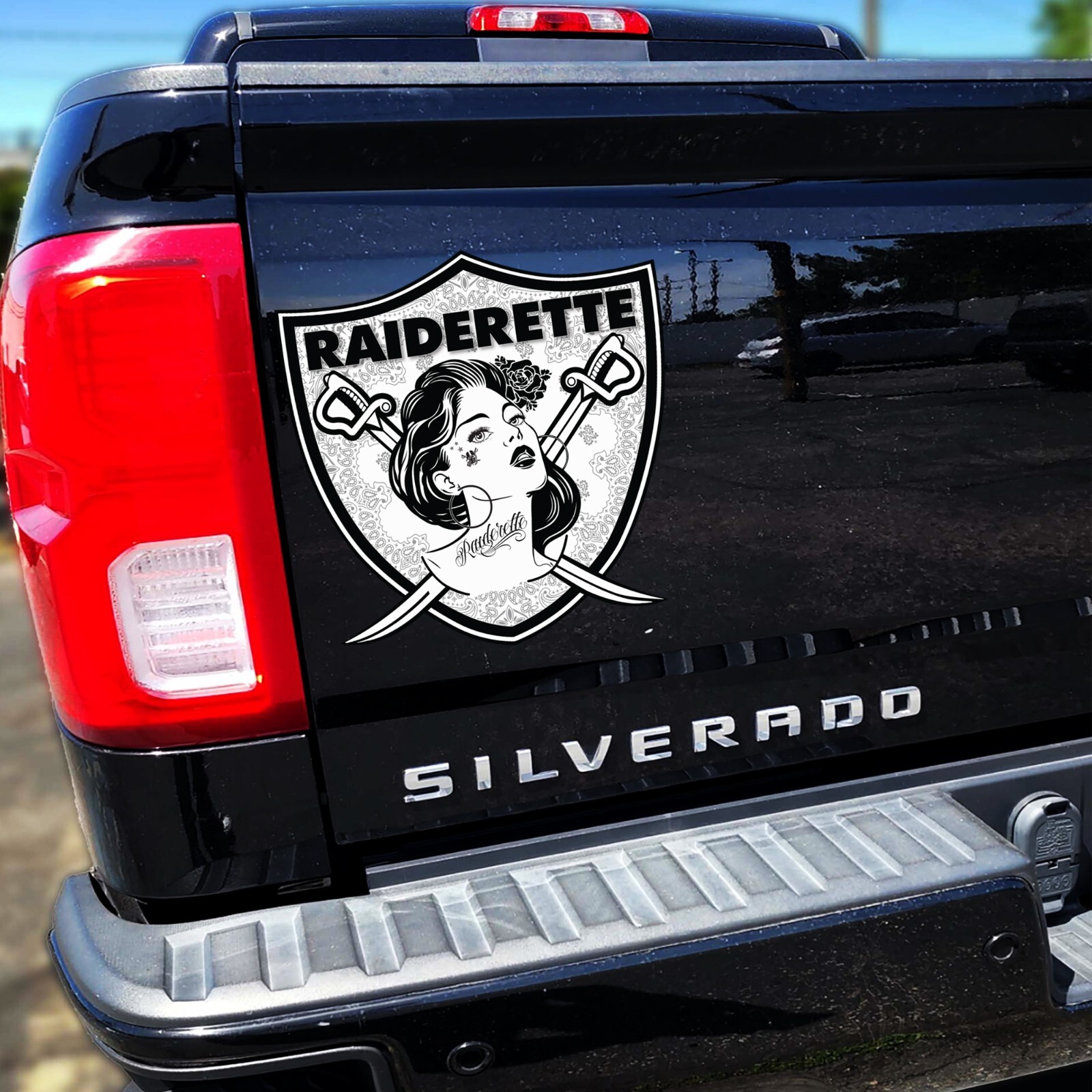 Raiderette Bandana pattern shield, Las Vegas Raider Female football fan ...