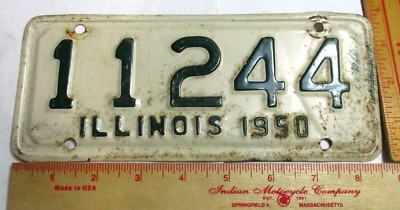 1950 Illinois motorcycle license plate vintage old biker collectible IL ...