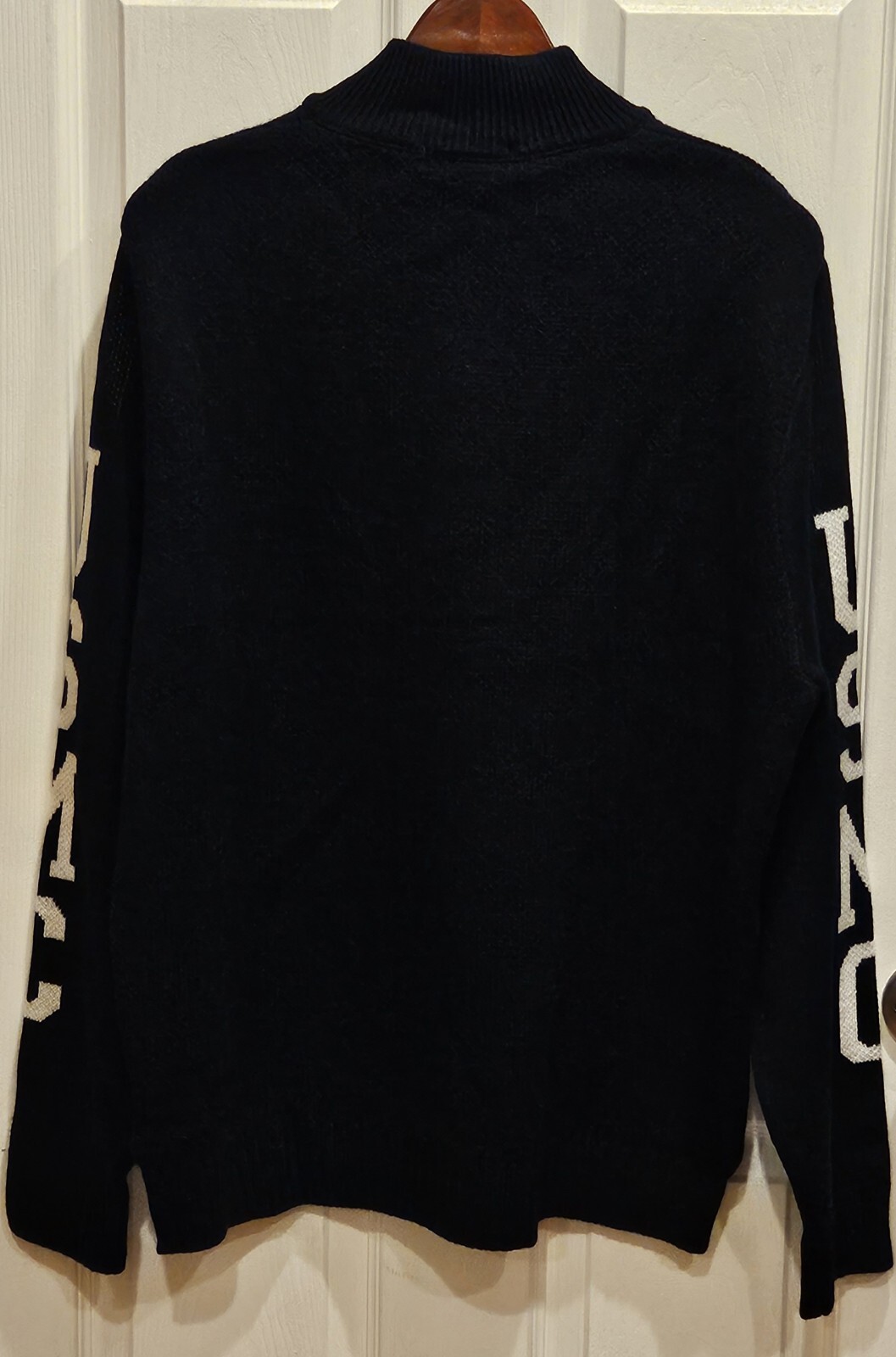 Bradford Exchange USMC USA Henley Knit Sweater Marine Corps Blue Red ...