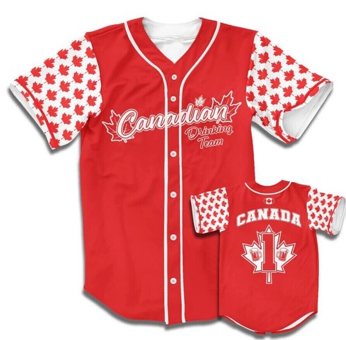 Design Canada Canadian Drinking Team Baseball Jersey Shirt Red Party ...