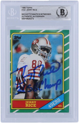 Jerry Rice 49ers Signed 1986 Topps Series 1 #161 BAS Rookie Card w/3X ...