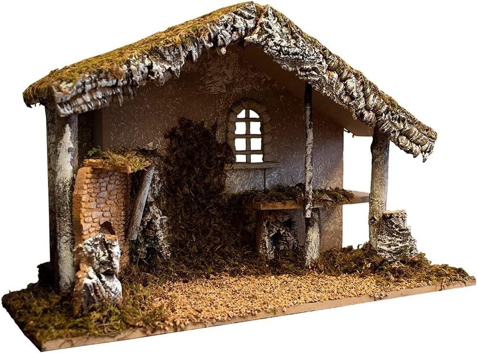 Nativity Creche Stable 12 Inch Tall 19 Inch Wide Classic Italian Craft ...