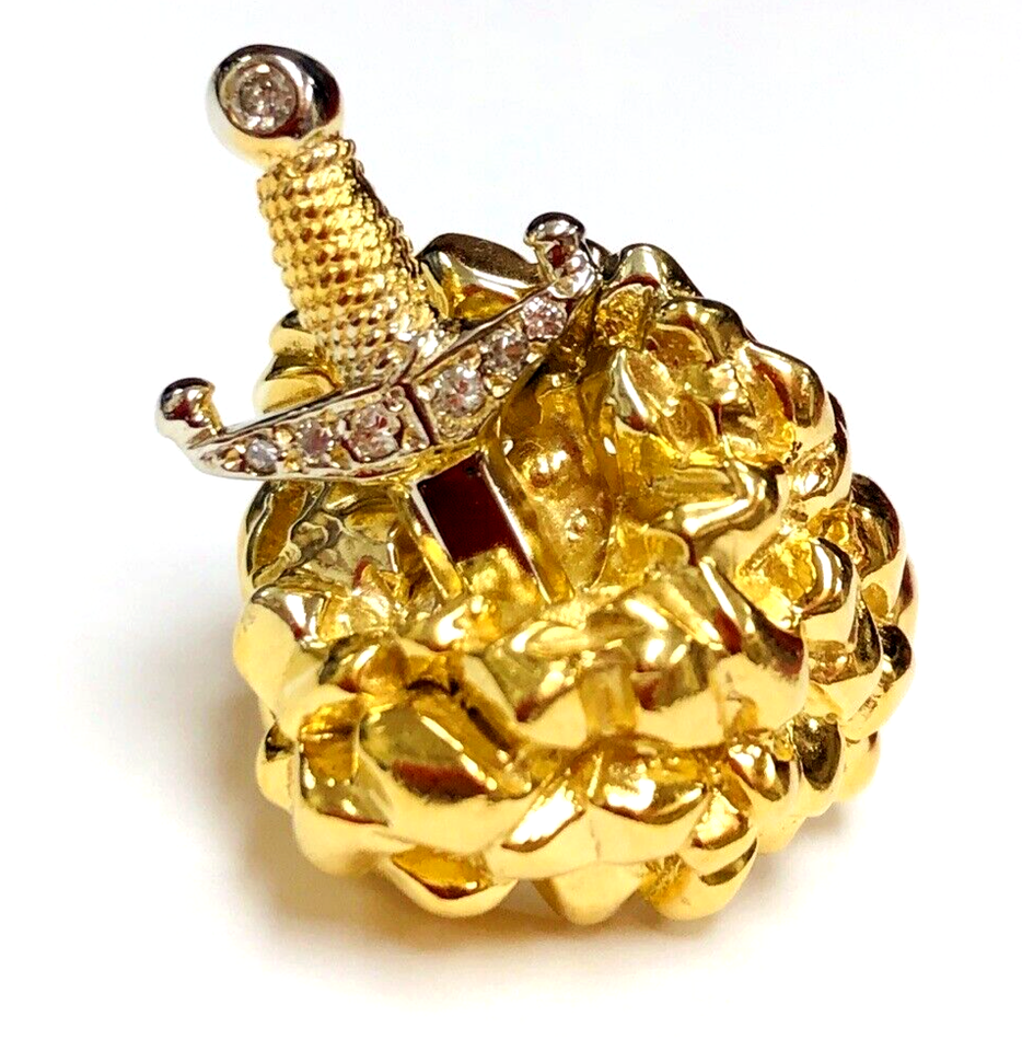 14K Gold Diamond Sword Design Ring | eBay
