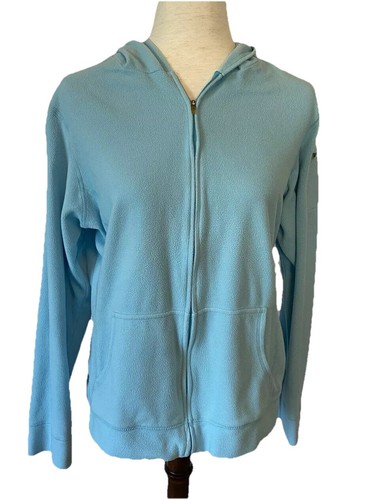 LL Bean Women's Zip Fleece Jacket Sz L Reg Lightweight Blue Pockets ...