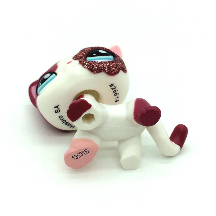 2'' Pink White Sparkle Glitter Short Hair Cat Littlest Pet Shop LPS ...