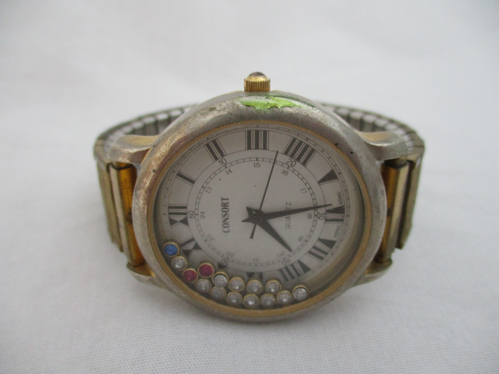 Consort Watch Gold Tone Expansion Band Roman Numerals Floating ...