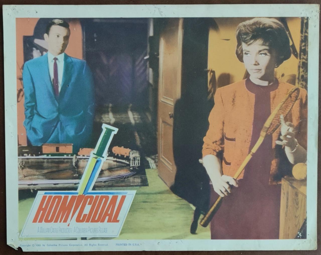 Richard Rust & Patricia Breslin with racket Homicidal org movie Lobby ...