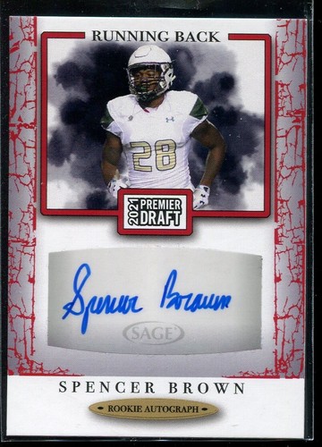 2021 SAGE Premier Draft Spencer Brown #A131 Panthers Auto | eBay