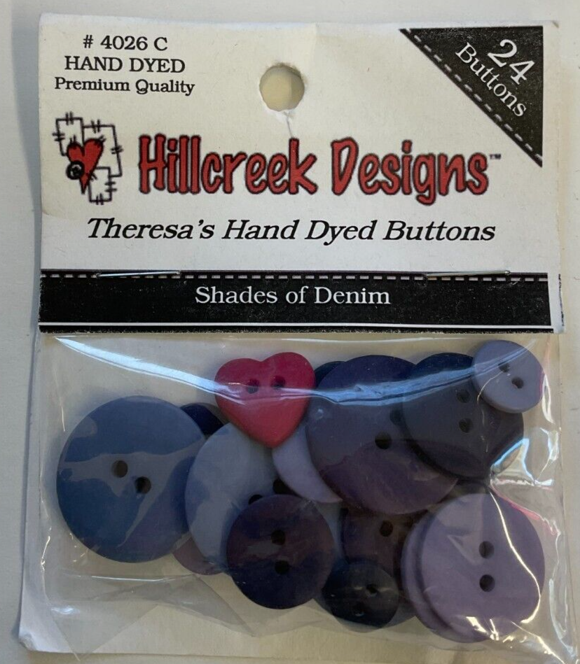 HILLCREEK DESIGNS #4026C THERESA'S HAND DYED BUTTONS, SHADES OF DENIM ...