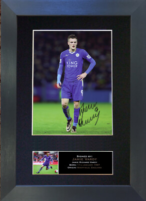 JAMIE VARDY Leicester Signed Mounted Reproduction Autograph Photo Print ...