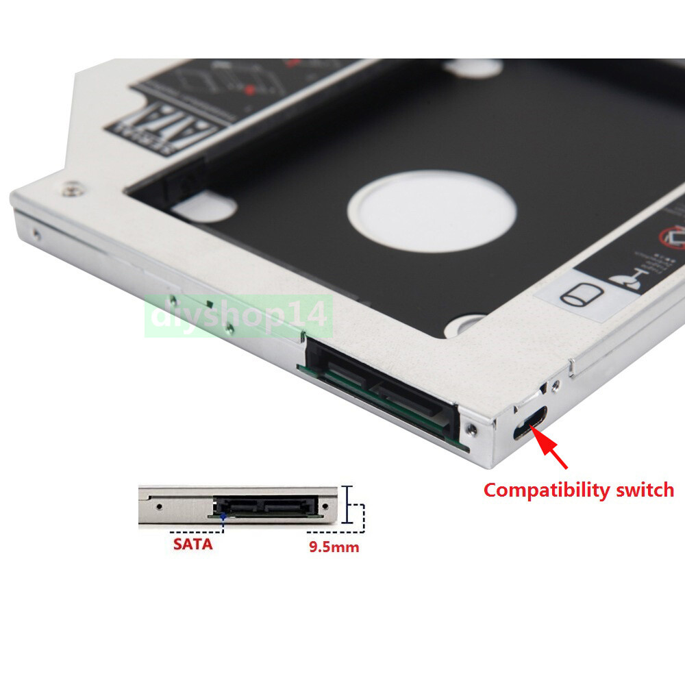 SATA 2nd 9.5mm HDD SSD Caddy Adapter for Dell M4600 M6400 M6500 M6600 ...