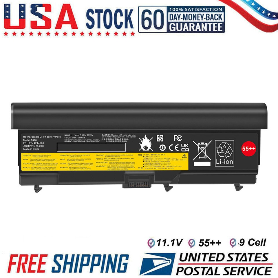 55++ battery for Lenovo ThinkPad T410 T420 T510 T520 W520 SL410 SL510 ...