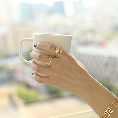 18k Gold Adjustable Circle Ring, Simple Link Chain Knuckle Rings 1 ...