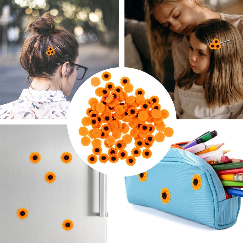 300 Pcs Daisy Flowers Shape Slices Resin Charms DIY Art Crafts ...