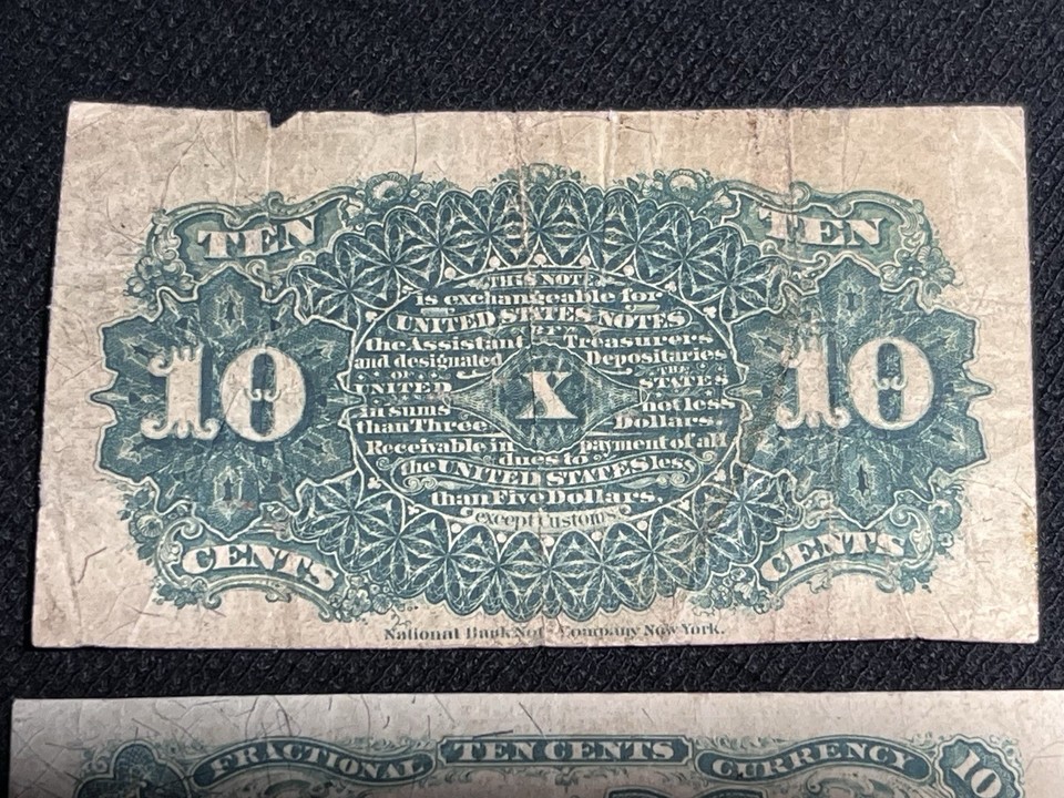 Fractional Currency, 10 Cent Notes. Lot Of 3, One 1863, Two 1874 | eBay