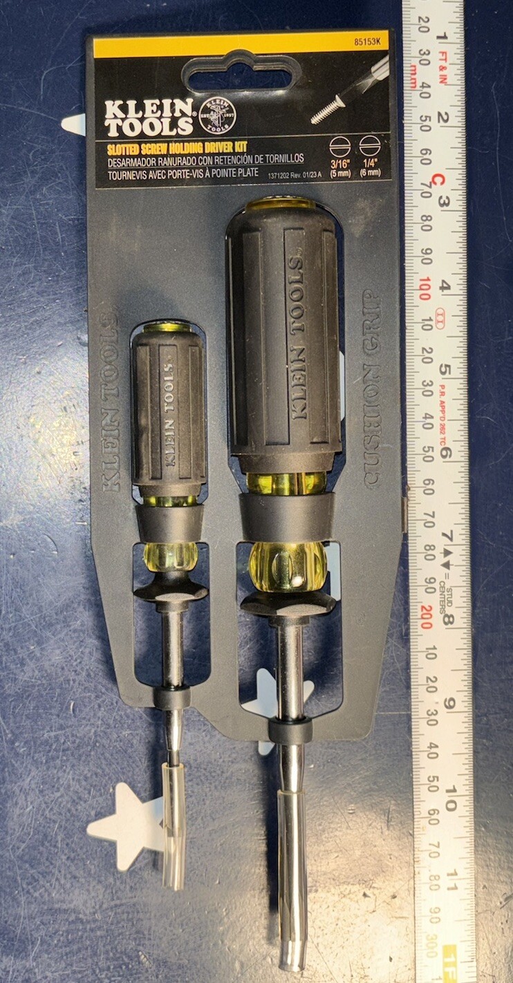 KLEIN TOOLS 2pc Slotted Screw Holding Driver Kit 3/16” 1/4” 85153K | eBay