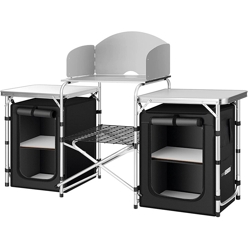 Camping Kitchen Table Picnic Cabinet Table Portable Folding Cooking ...