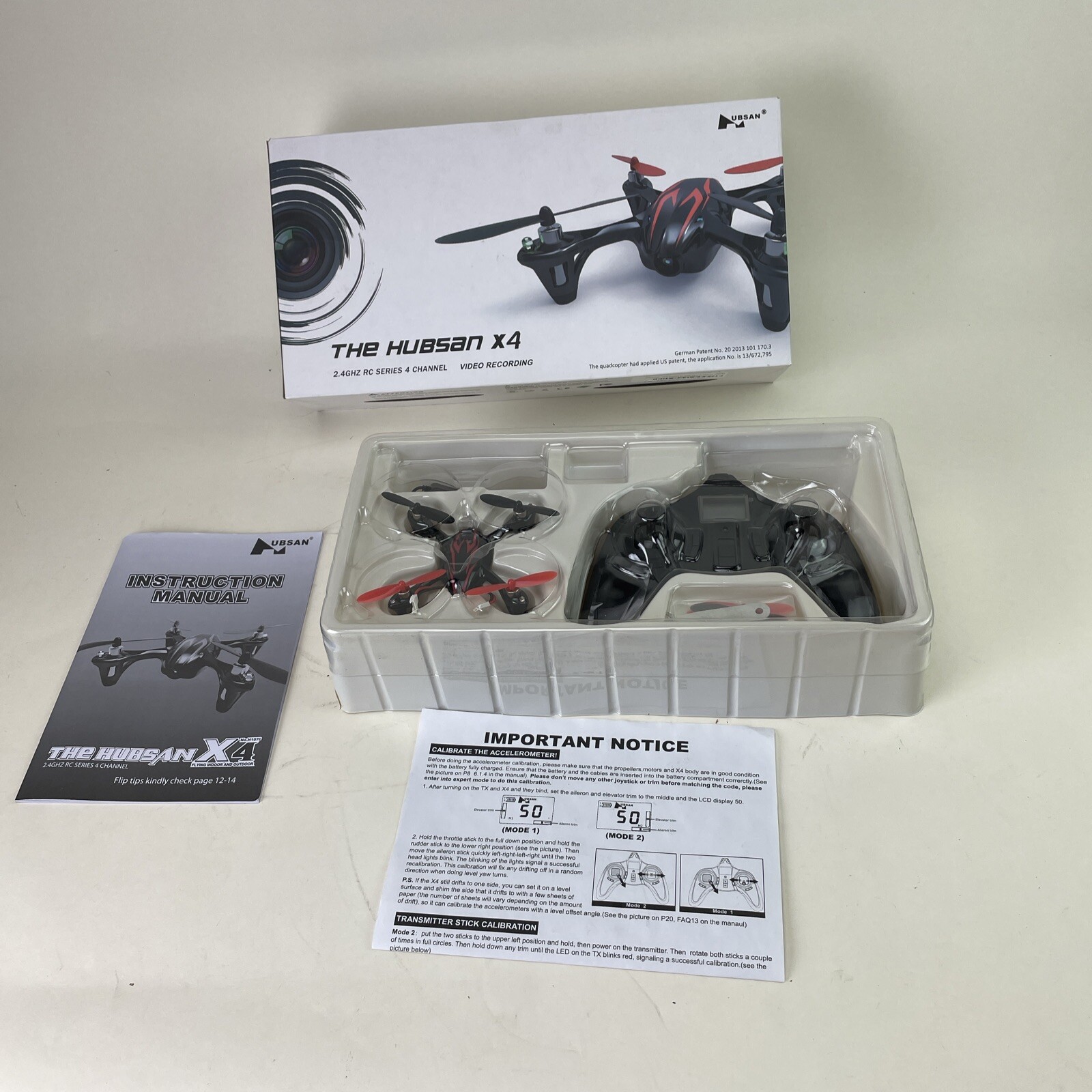 The Hubsan x4 2.4Ghz RC Series 4 Channel Drone New With Box & manual