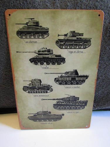 New Metal Sign- WWII Axis & Allied Tanks- US Japanese Italian German UK ...
