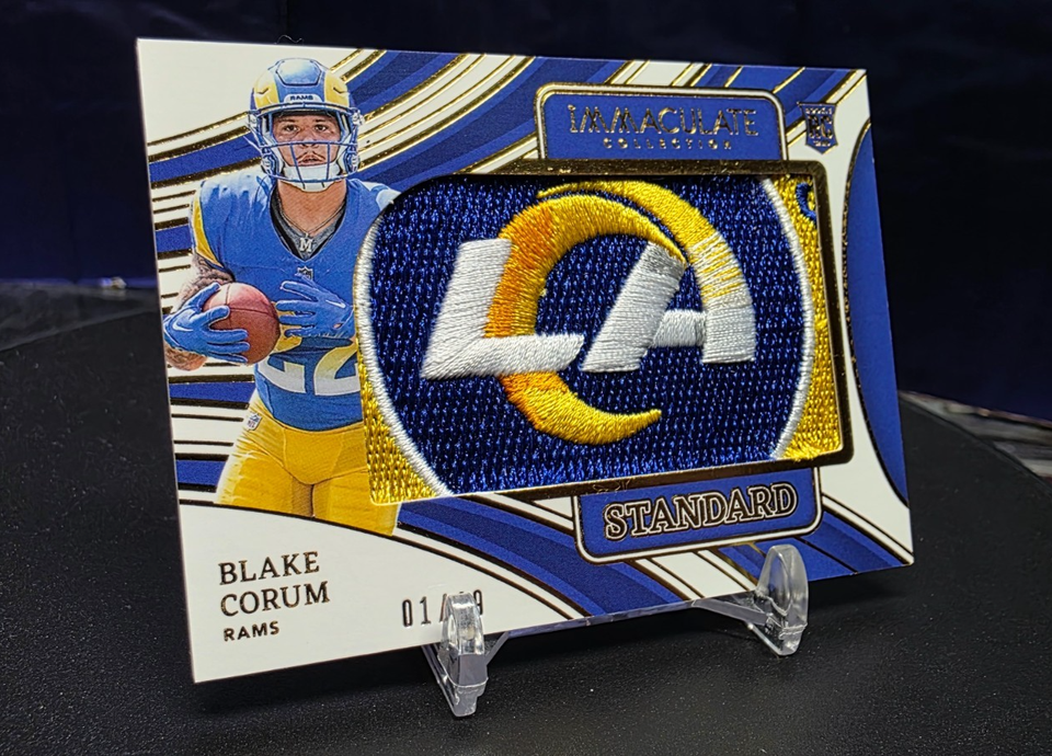 2024 Panini Immaculate Collection Gold /49 Blake Corum Rams Patch Logo ...