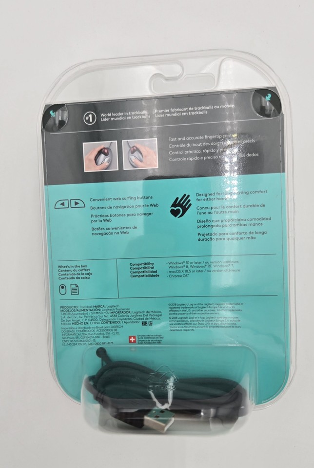 T-BC21 Logitech Trackman Marble Mouse USB Wired 4-button Trackball ...