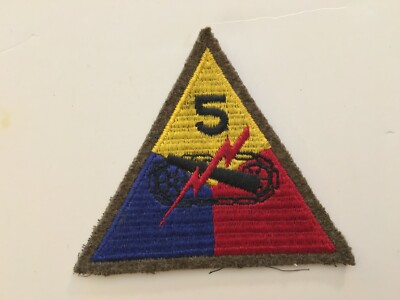pk284 Original Pre WW2 US Army 5th Armored Division Triangle Patch Wool ...