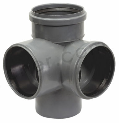 4" Soil Pipe 110mm - Double Corner Branch Triple Socket Junction 90 ...