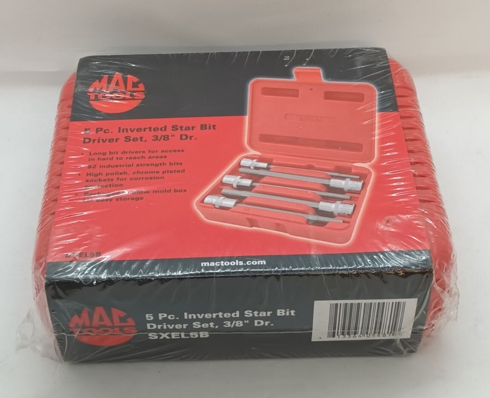 Mac Tools 5 Piece Inverted Star Bit Driver Set 3/8" Long Torx (SXEL5B) - NEW | eBay