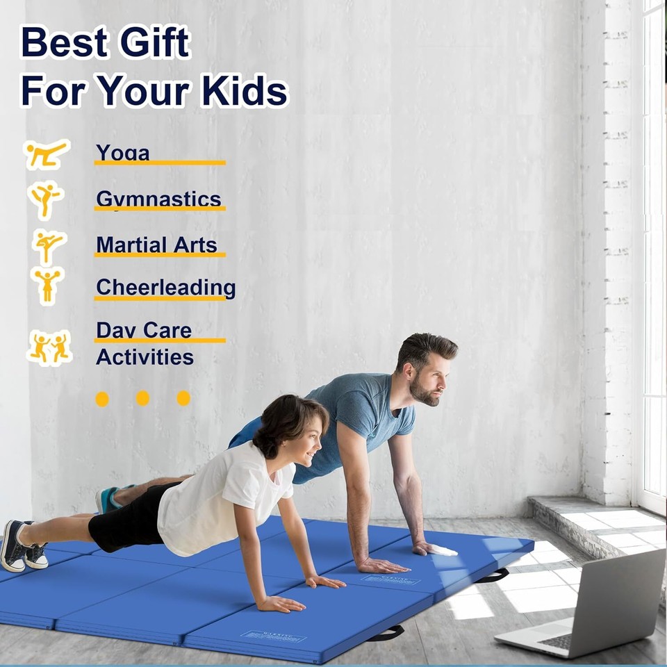 3'x6'x2 Thick Folding Gymnastics Exercise Mat Aerobics Stretching Yoga ...