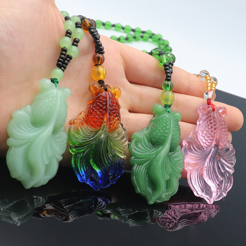 Chinese Jade Goldfish Pendant Necklace Fashion Women Men Jewellery ...