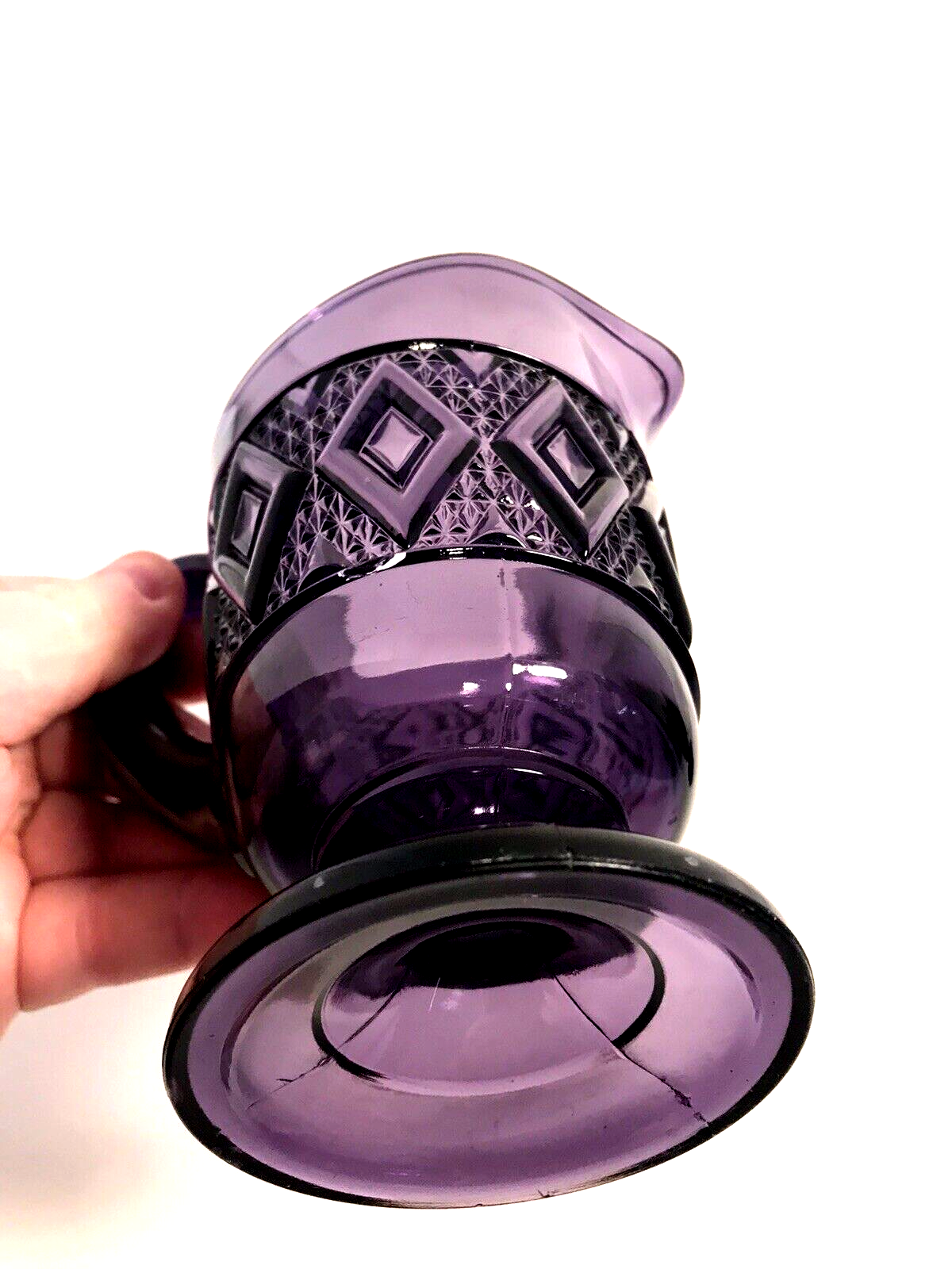 Vintage Purple Glass Creamers Small Amethyst Pitchers Servers 2 Styles ...