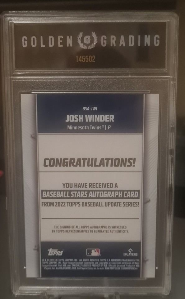 2022 Josh Winder Topps Update Baseball Stars Auto #BSA-JWI RC Rookie ...