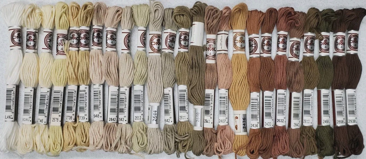 25 DMC Retors #4 Embroidery Floss Lot of 25 Different Colors NEUTRALS ...